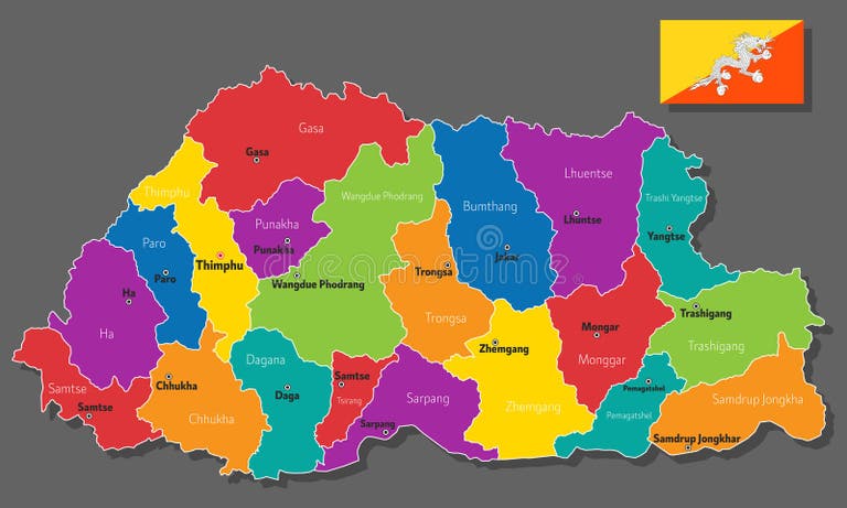 Vector map of Bhutan stock vector. Illustration of detailed - 367095004