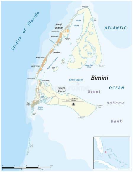 Vector Map of Bimini Island, the Bahamas Stock Vector - Illustration of ...