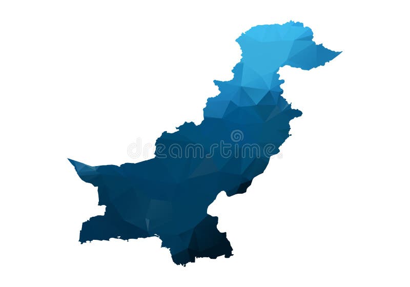 Pakistan Blue Low Poly Map with Capital Islamabad Stock Vector ...
