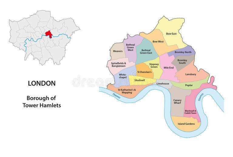 Vector Map Borough of Tower Hamlets, London, UK Stock Vector ...