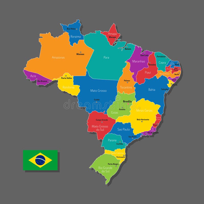 Vector map of Brazil stock vector. Illustration of city - 361968902