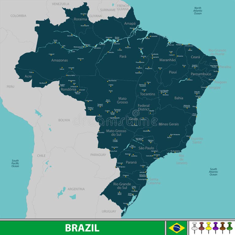 Map of Brazil stock vector. Illustration of minas, divisions - 105102573