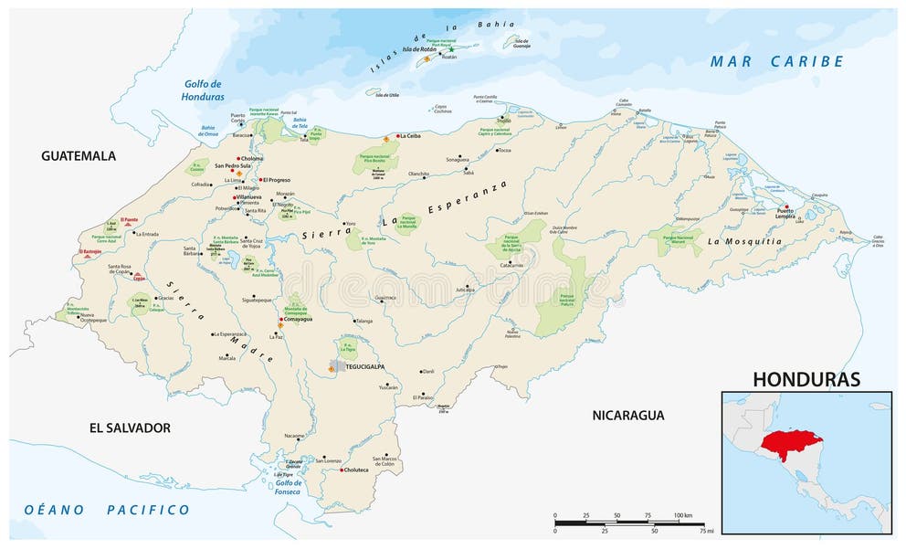 Vector Map of the Central American State of Honduras Stock Vector ...