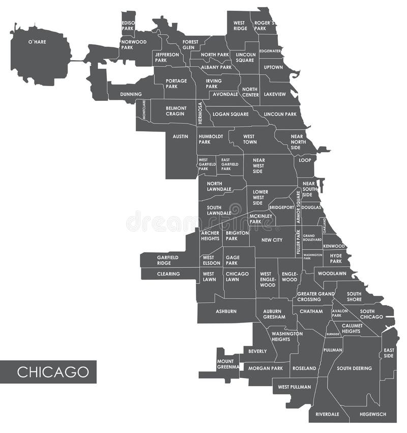 Vector Map Chicago District Stock Vector - Illustration of location ...