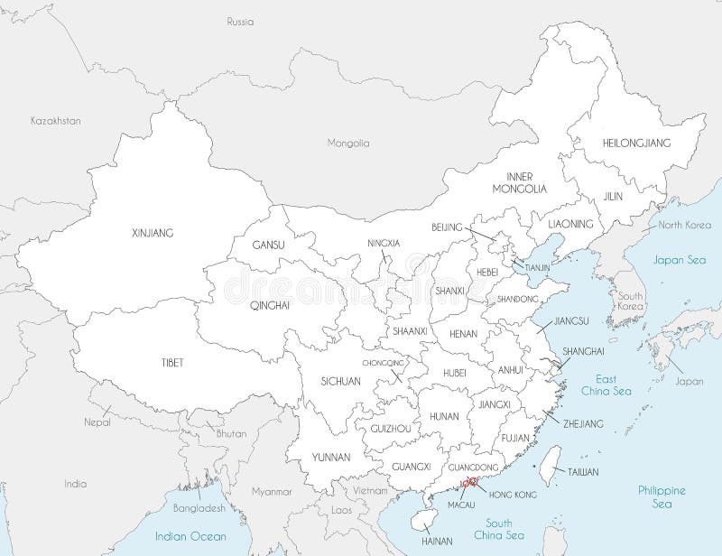 Vector Map of China with Provinces, Regions and Administrative ...