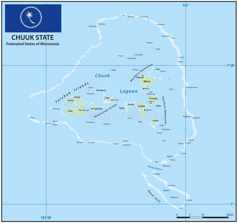 Vector Map of Chuuk State, Federated States of Micronesia Stock Vector ...