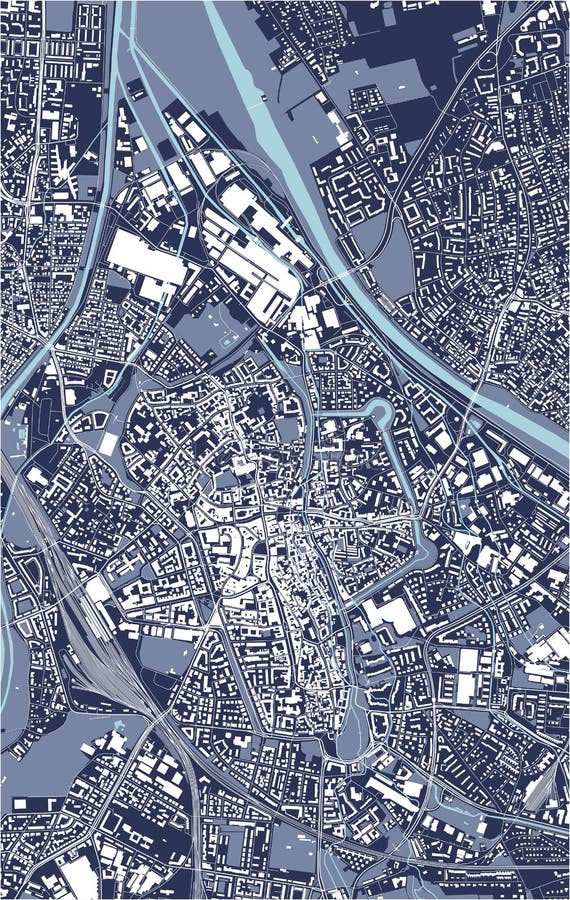 Map of the City of Augsburg, Germany Stock Photo - Image of park, white ...