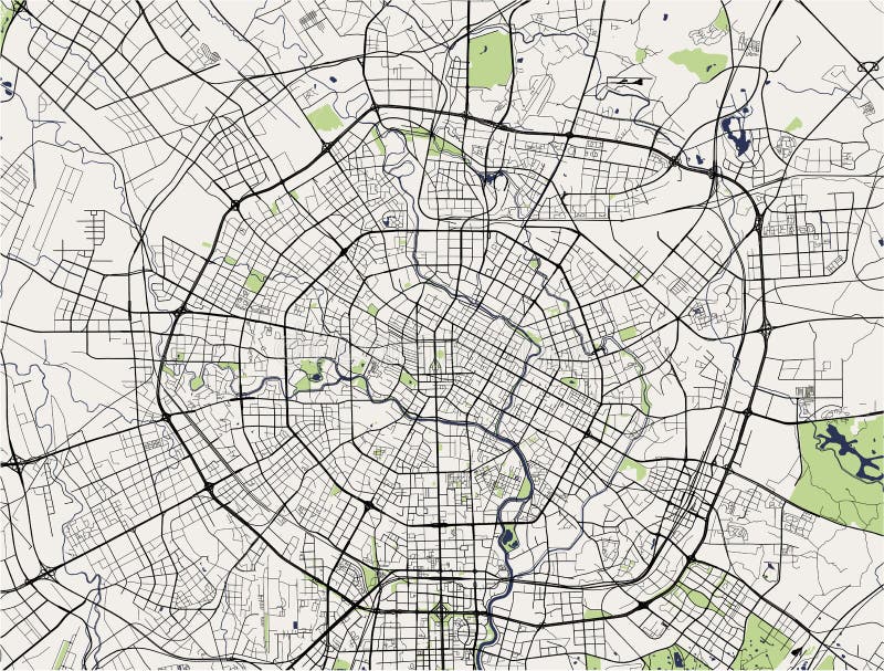 Map of the City of Chengdu, China Stock Illustration - Illustration of ...