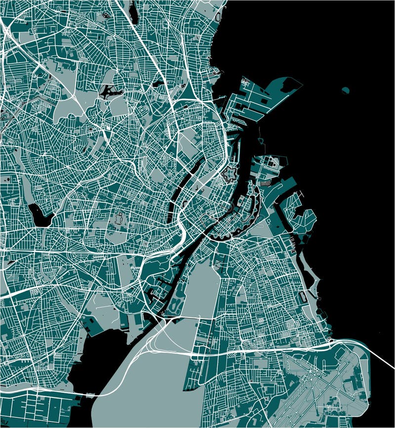 Map of the City of Copenhagen, Denmark Stock Vector - Illustration of ...