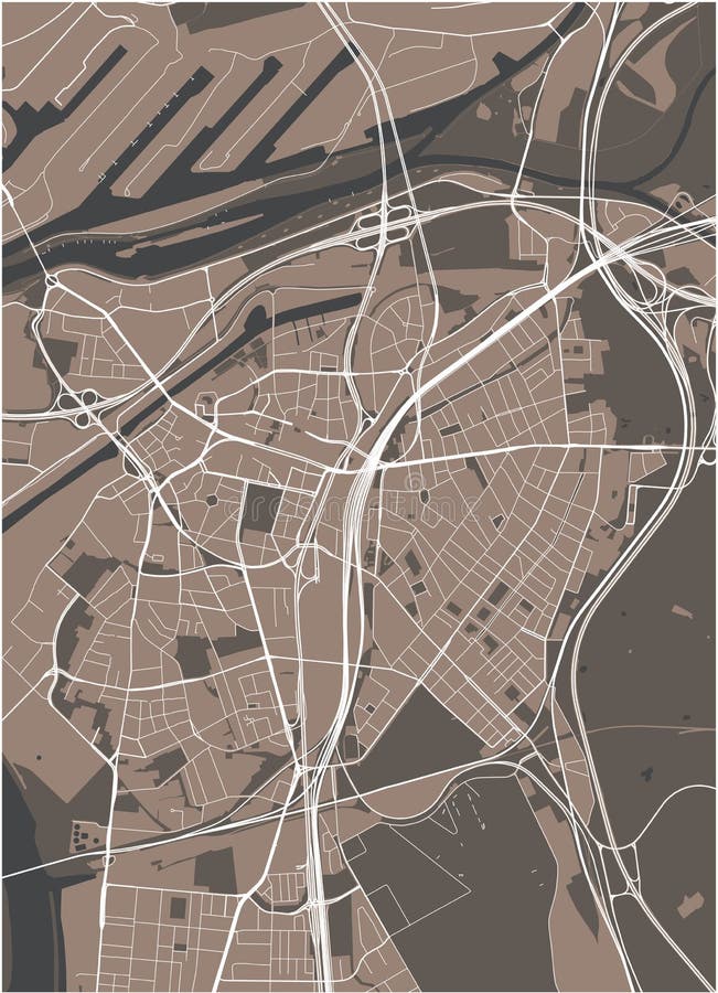 Map of the City of Duisburg, Germany Stock Illustration - Illustration ...