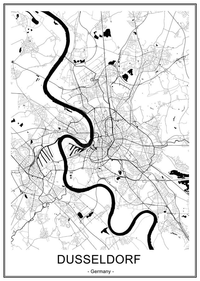Map of the City of Dusseldorf, Germany Stock Illustration ...