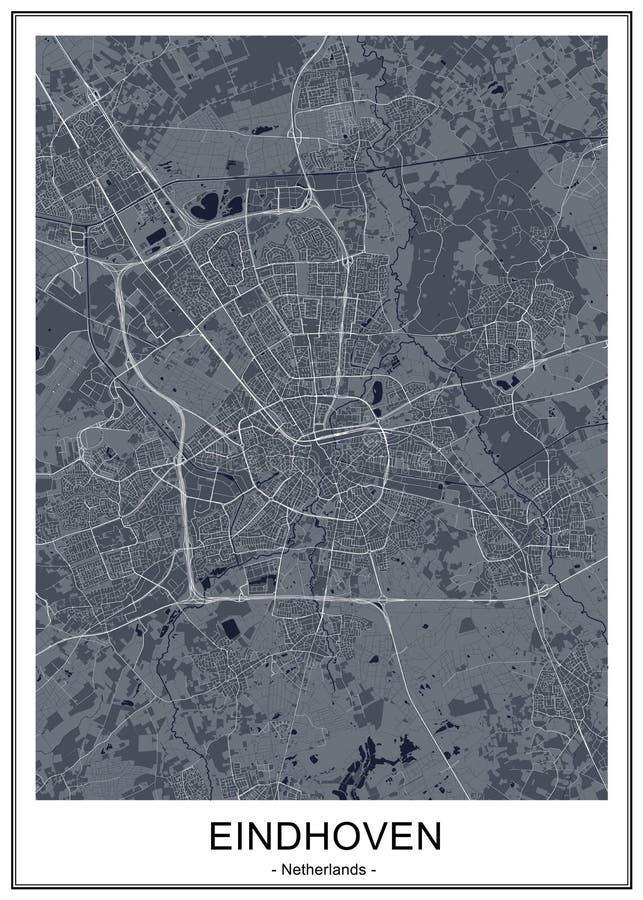Map of the City of Eindhoven, Netherlands Stock Illustration ...