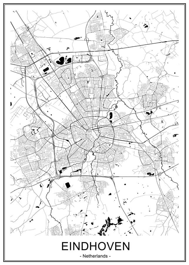 Map of the City of Eindhoven, Netherlands Stock Illustration ...