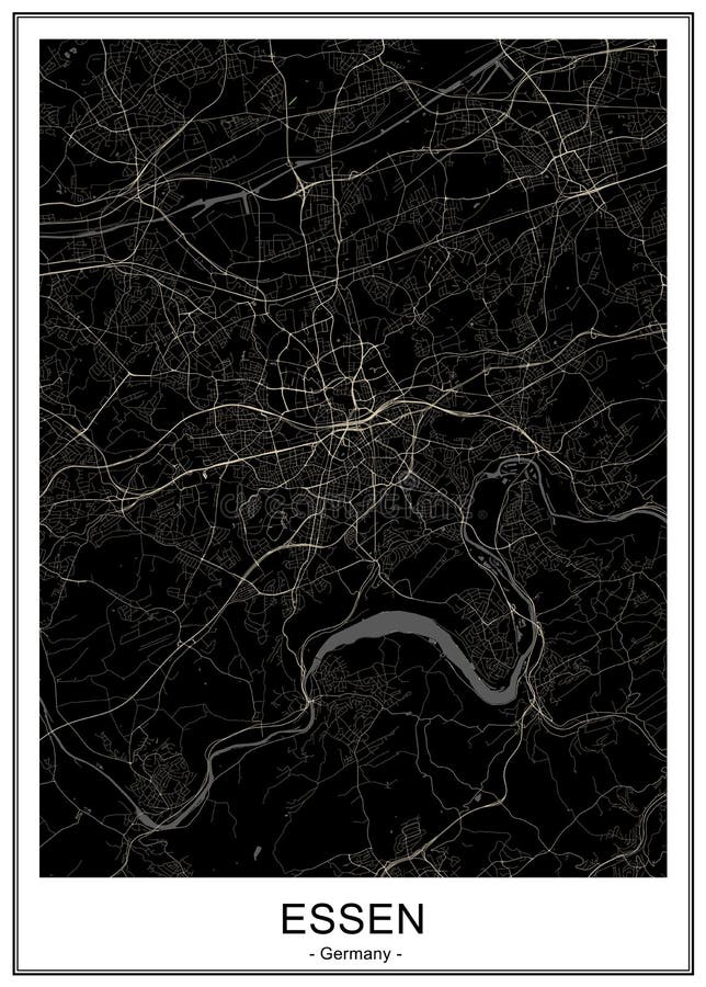 Map of the City of Essen, Germany Stock Illustration - Illustration of ...