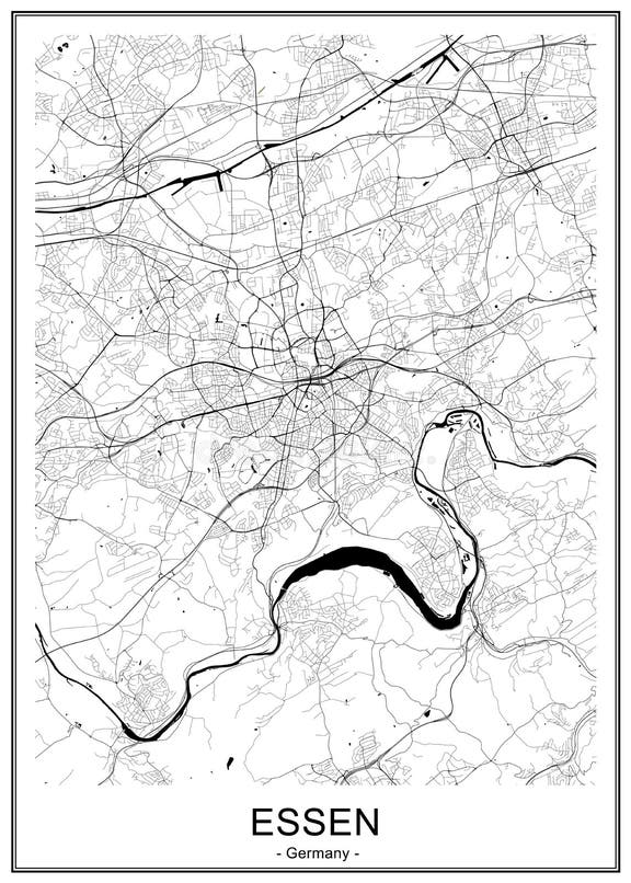 Map of the City of Essen, Germany Stock Illustration - Illustration of ...