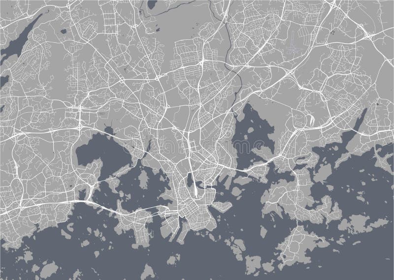 Map of the City of Helsinki, Finland Stock Vector - Illustration of ...