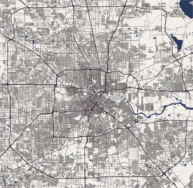 Map of the City of Houston, U.S Stock Vector - Illustration of region ...