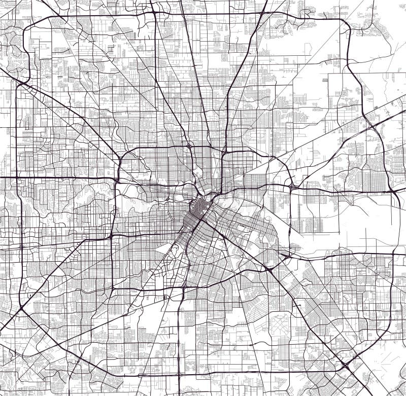 Map of the City of Houston, U.S Stock Vector - Illustration of highway ...