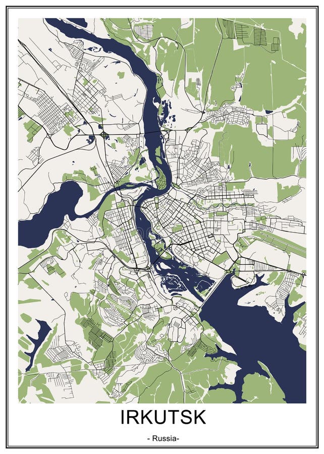 Map of the City of Irkutsk, Russia Stock Illustration - Illustration of ...