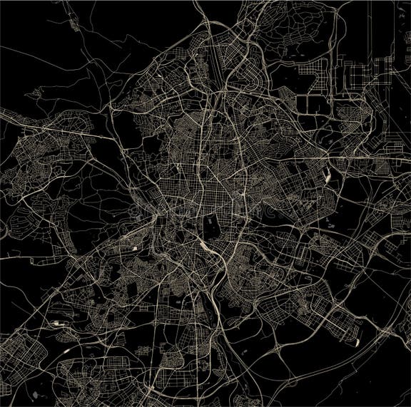 Map of the City of Madrid, Spain Stock Vector - Illustration of ...