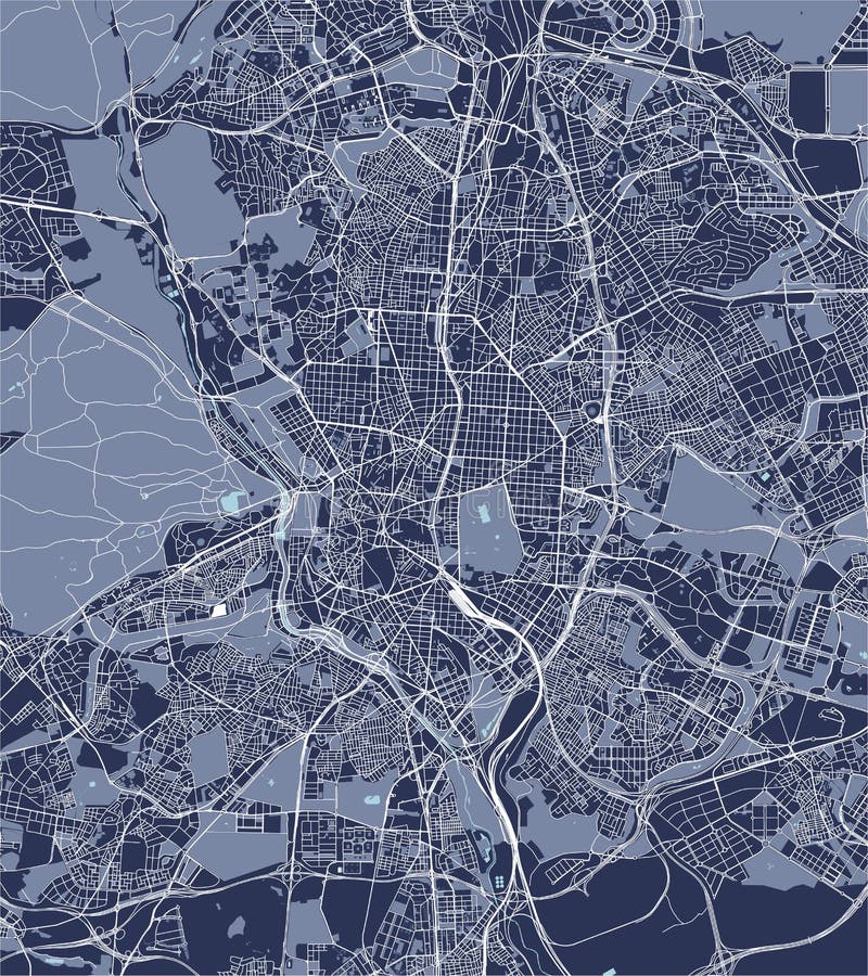 Map of the City of Madrid, Spain Stock Vector - Illustration of ...