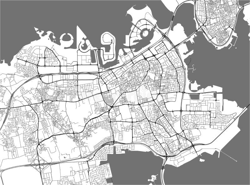 Map of the City of Manama, Kingdom of Bahrain Stock Vector ...