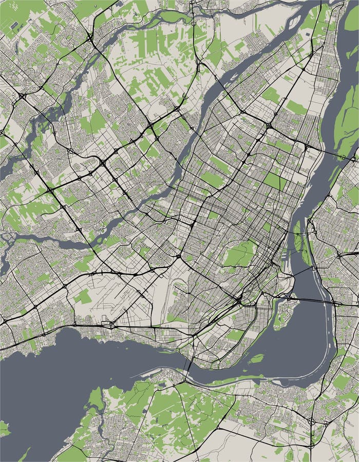 Map of the City of Montreal , Canada Stock Vector - Illustration of ...