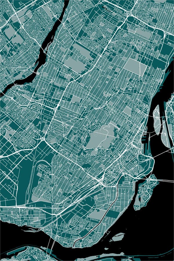 Map of the City of Montreal , Canada Stock Illustration - Illustration ...