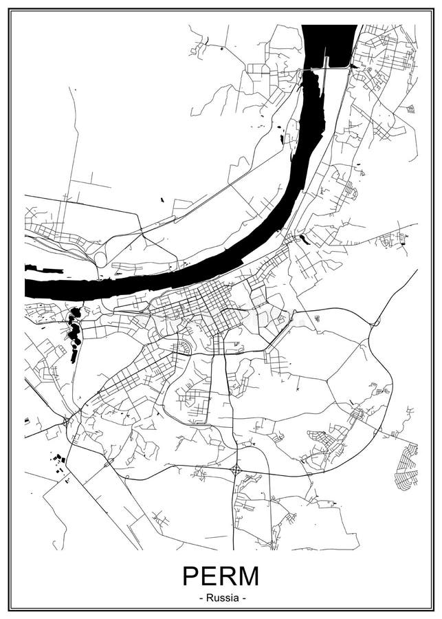 Map of the City of Perm, Russia Stock Illustration - Illustration of ...