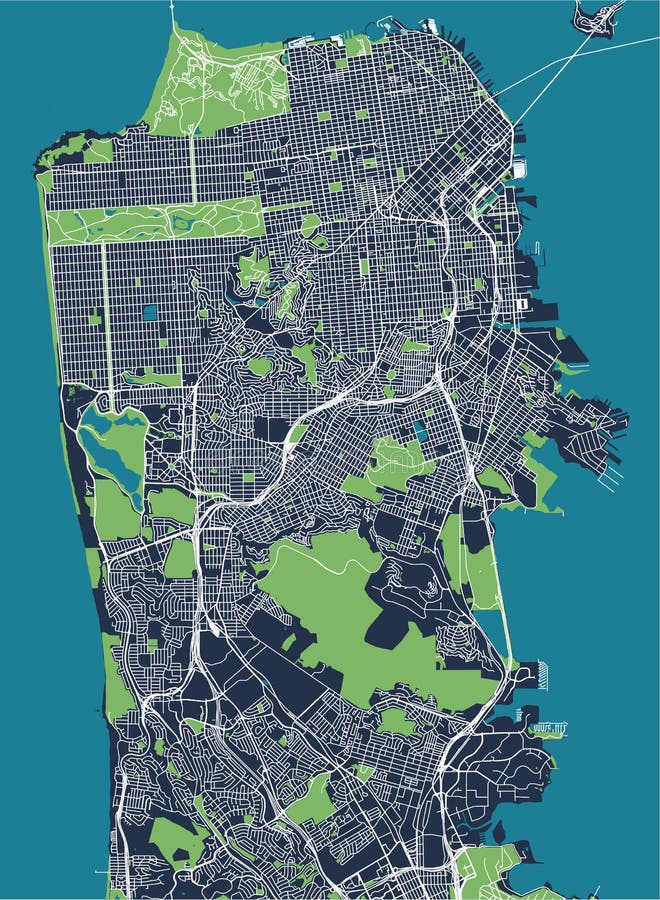 Map of the City of San Francisco, USA Stock Vector - Illustration of ...