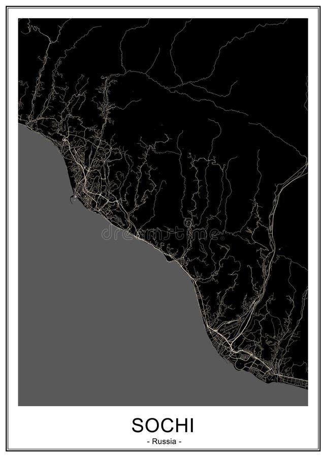 Map of the City of Sochi, Russia Stock Illustration - Illustration of ...