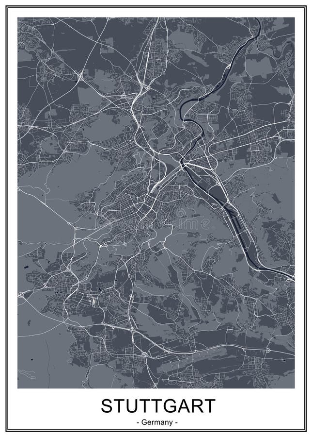 Map of the City of Stuttgart, Germany Stock Illustration - Illustration ...