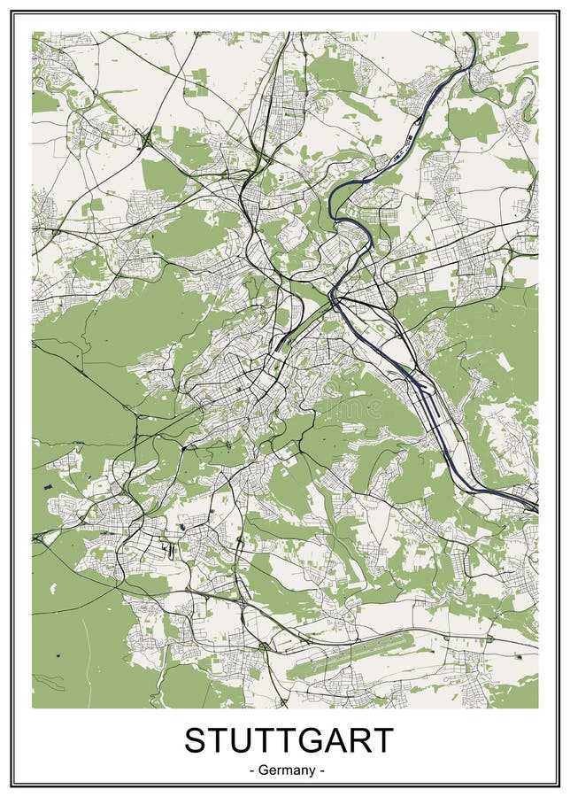 Map of the City of Stuttgart, Germany Stock Vector - Illustration of ...