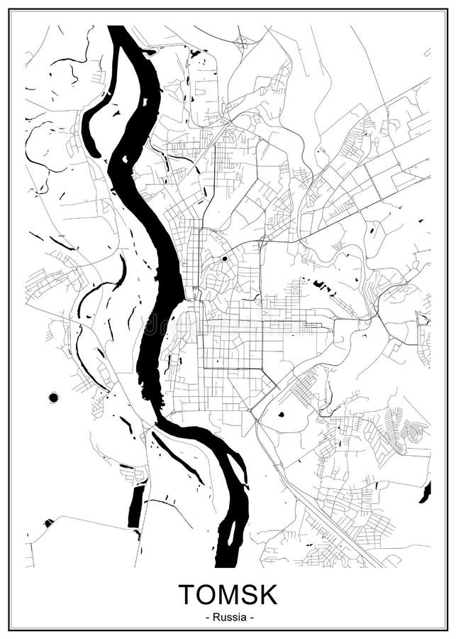 Map of the City of Tomsk, Russia Stock Illustration - Illustration of ...