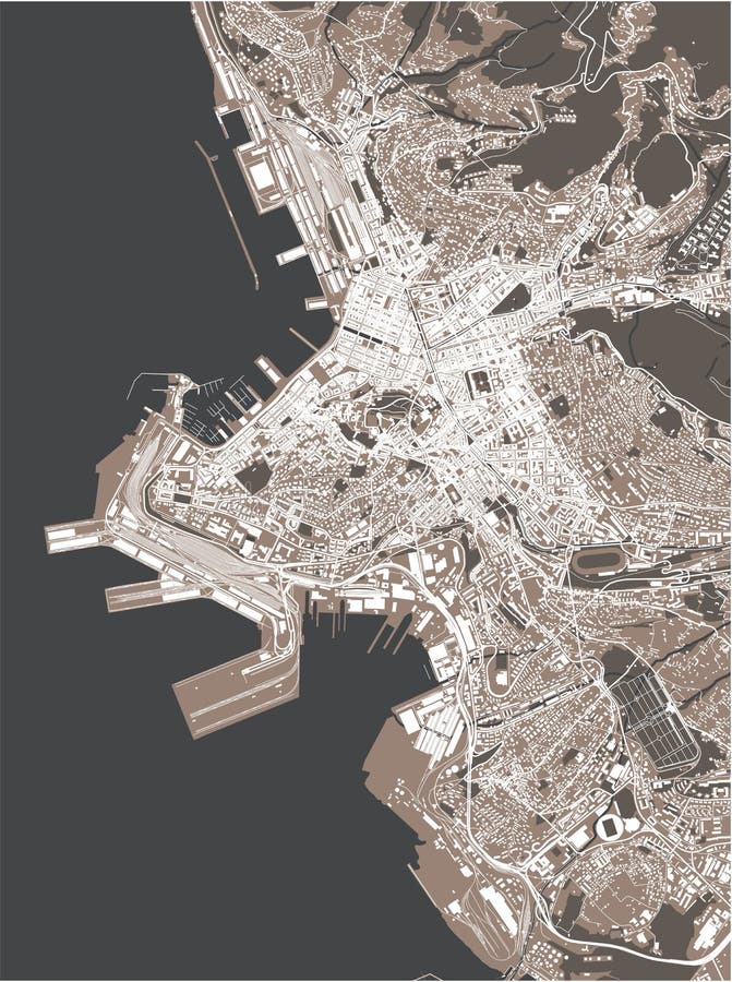 Map of the City of Trieste, Italy Stock Vector - Illustration of ...