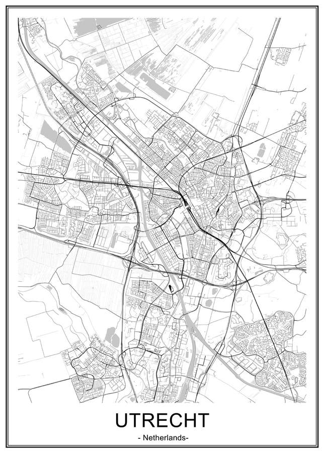 Map of the City of Utrecht, Netherlands Stock Illustration ...