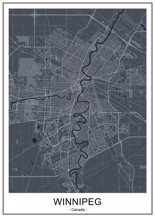 Map of the City of Winnipeg, Canada Stock Illustration - Illustration ...