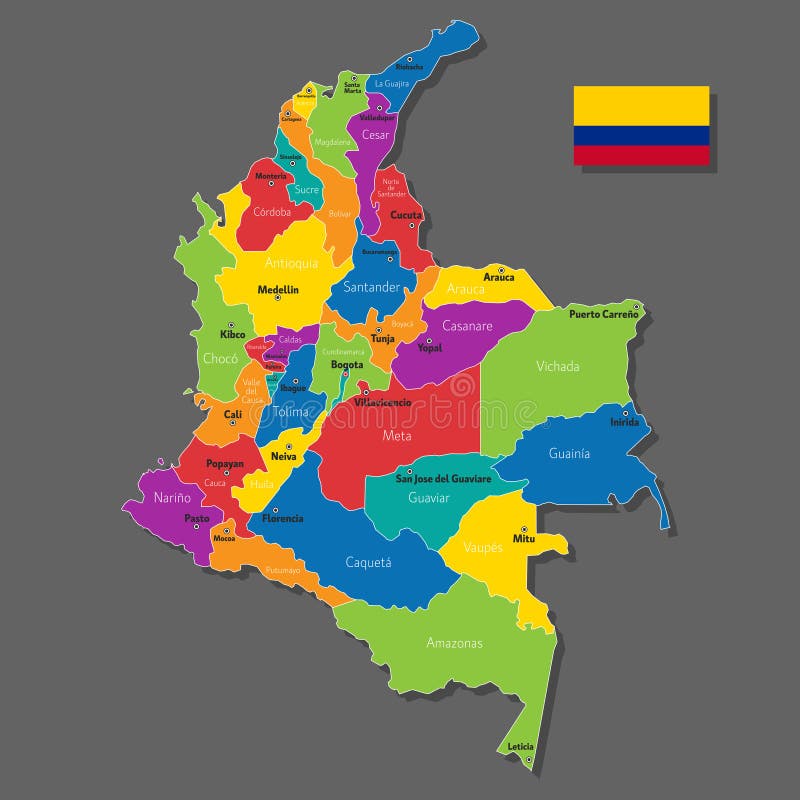 Vector map of Colombia stock vector. Illustration of detail - 362767322