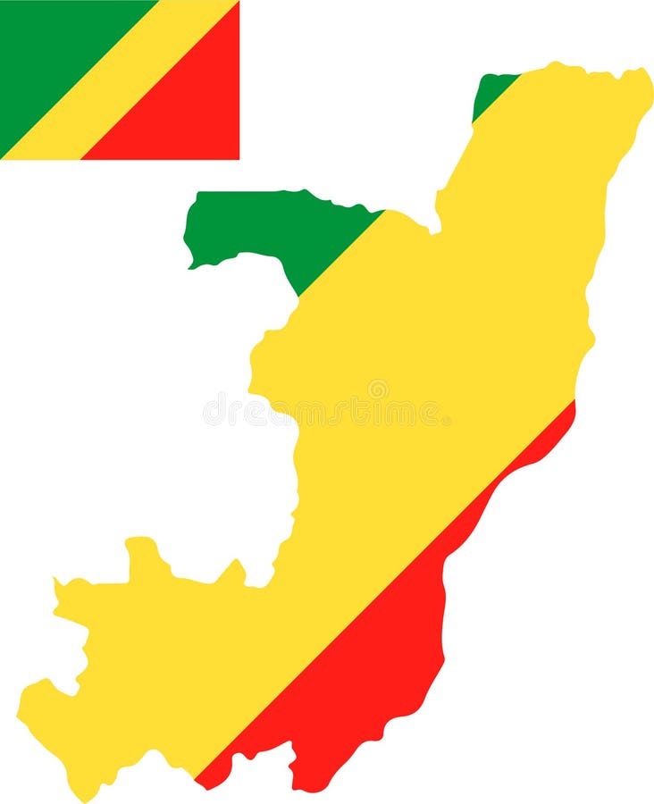 Vector Map of Congo Democratic Republic with Flag. Isolated, White ...