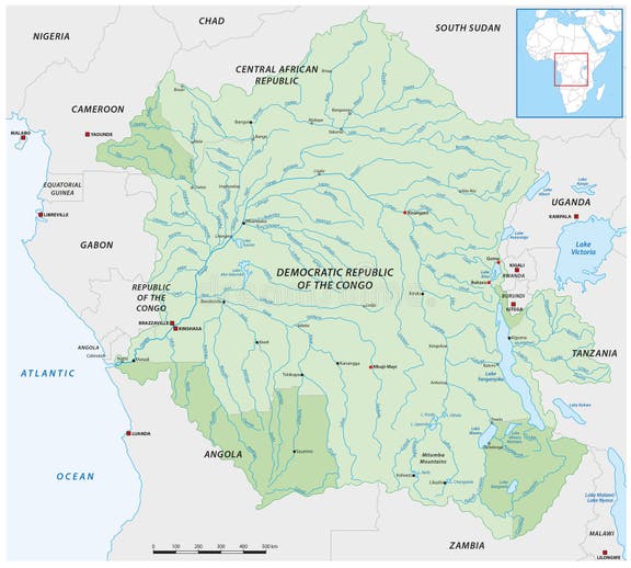 Vector Map of the Congo River Basin Stock Vector - Illustration of ...