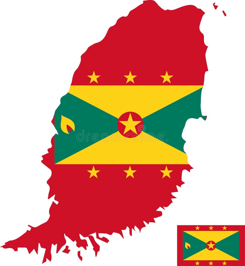 Vector Map of Grenada with Flag. Isolated, White Background Stock ...