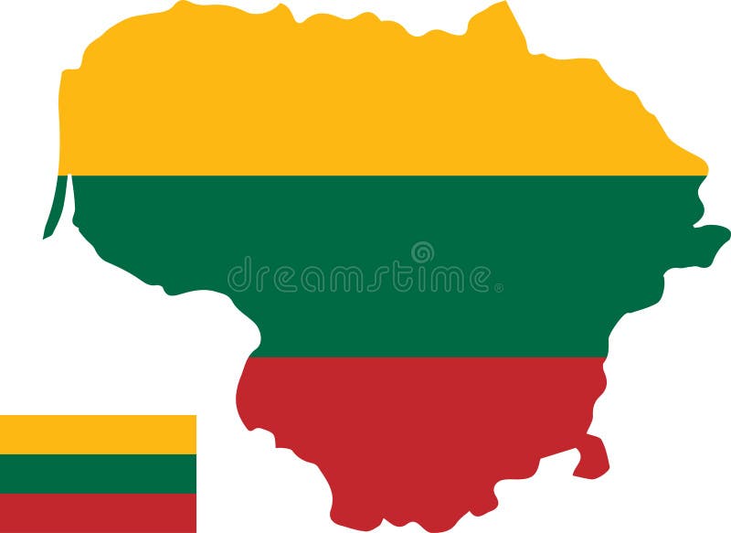 Vector Map of Lithuania with Flag. Isolated, White Background Stock ...