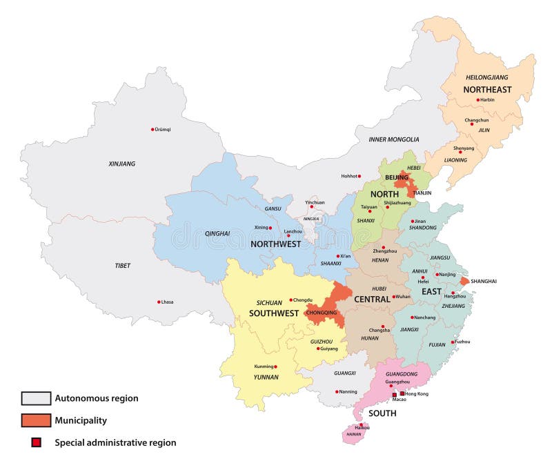 Vector Map of County Level Administrative Divisions of China Stock ...