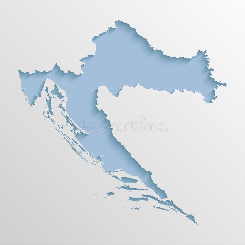Vector Map Croatia, Abstract Inner Shadow Stock Illustration ...