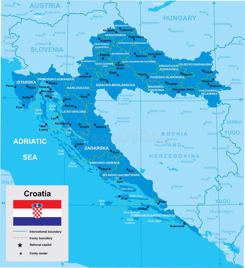 Vector map of Croatia stock vector. Illustration of travel - 168386910