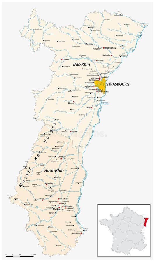 Vector Map of the Cultural Region of Alsace in Eastern France Stock ...