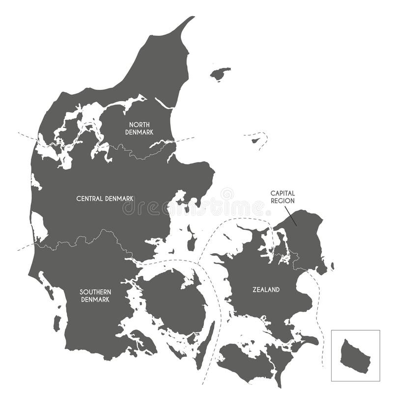 Vector Map of Denmark with Regions or Territories and Administrative ...