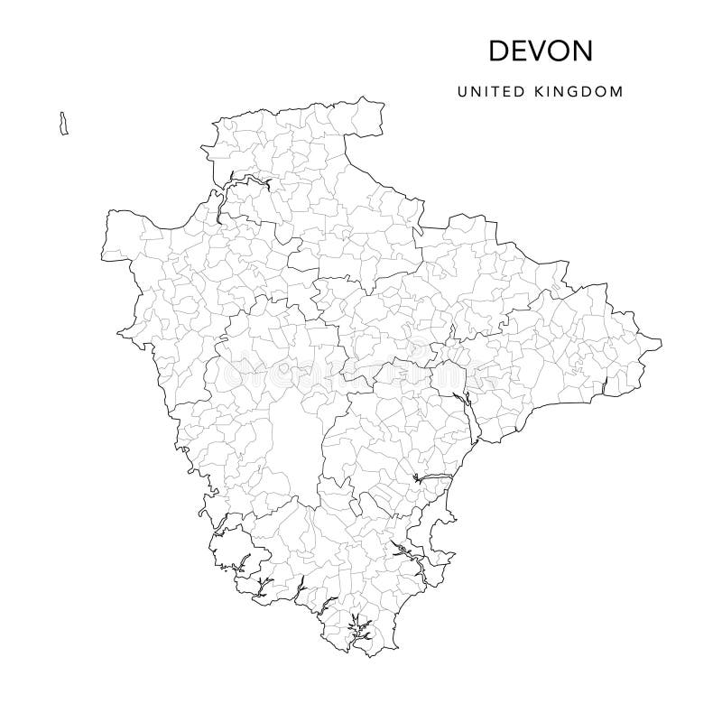 Administrative Map of Devon As of 2022 - Vector Illustration Stock ...