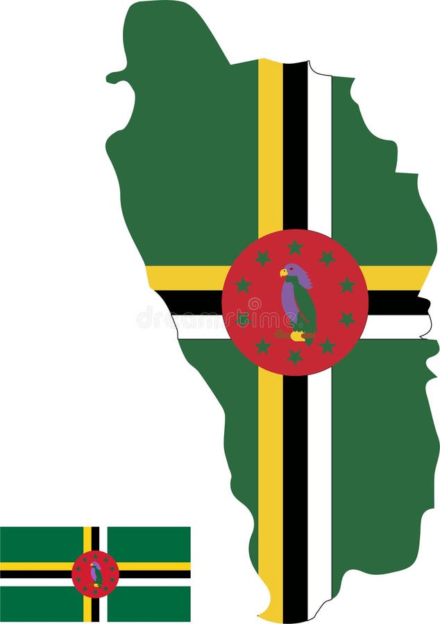 Vector Map of Dominica with Flag. Isolated, White Background Stock ...