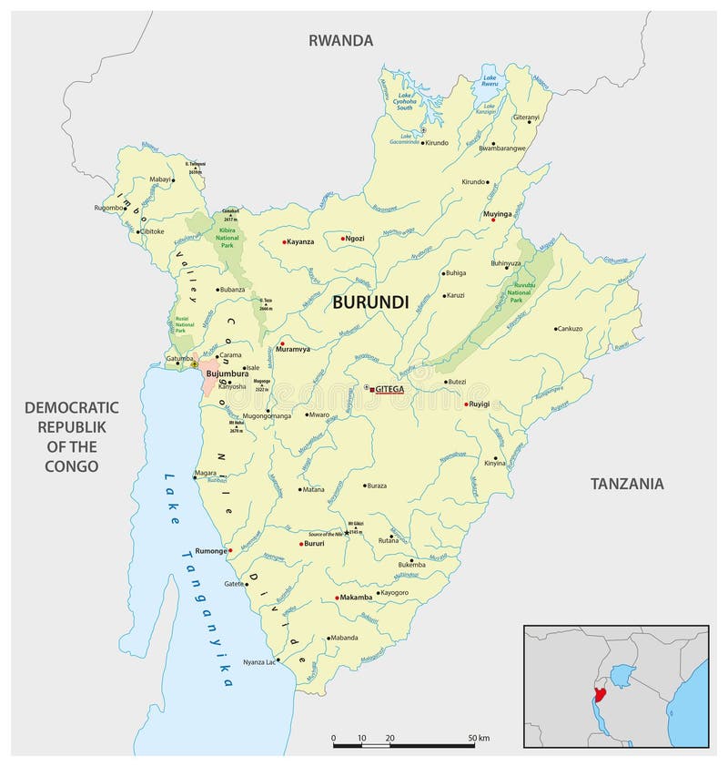 Vector Map of the East African State of Burundi Stock Illustration ...